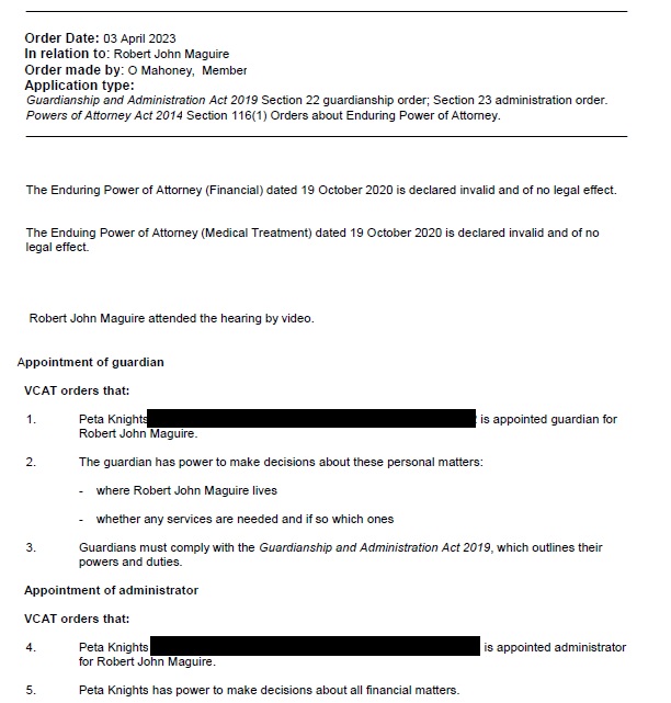 Father Bob blindsided by guardianship order days before death - VicNews